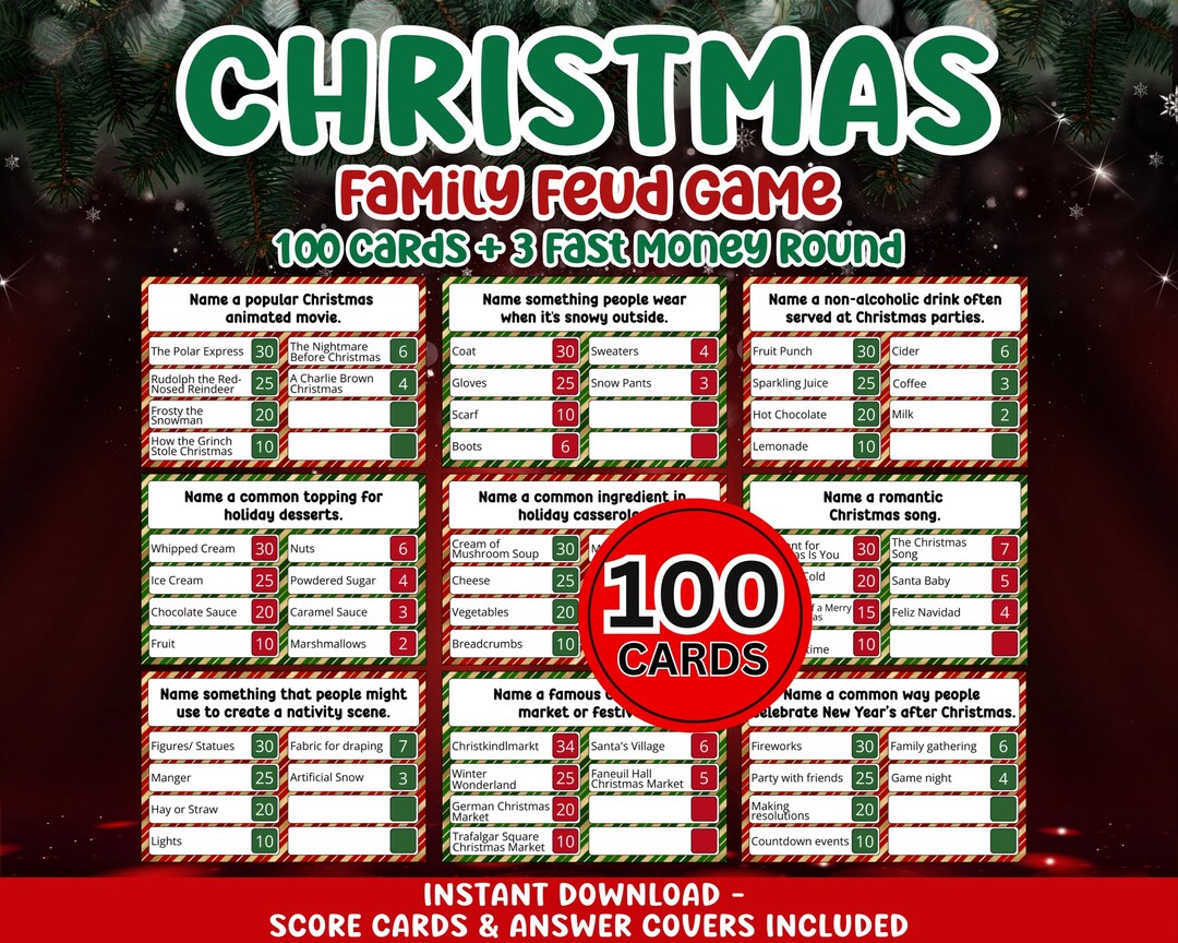 Christmas Friendly Feud Game, Printable Christmas Game, Christmas Party ...