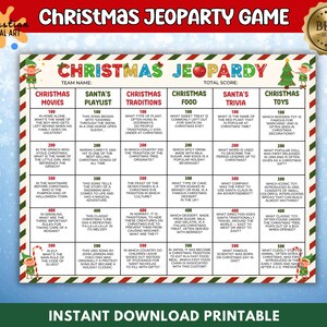 Christmas Jeopardy Game, Printable Holiday Trivia, Christmas Office ...