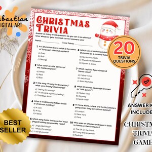 Printable Christmas Trivia Game, Christmas Party Game, Christmas Game ...
