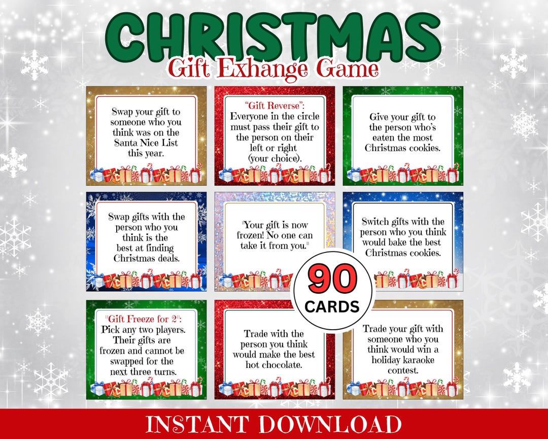 Christmas Gift Exchange Game, Printable Christmas Game, White Elephant ...