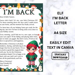 Editable Elf Letter, I'm Back Hello Elf Letter, Goodbye From Elf ...