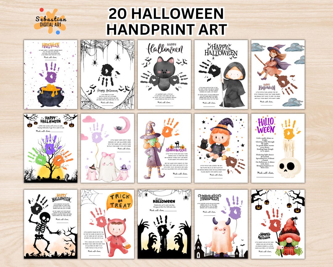 Halloween Handprint Bundle, Halloween Printable Handprint Craft for ...