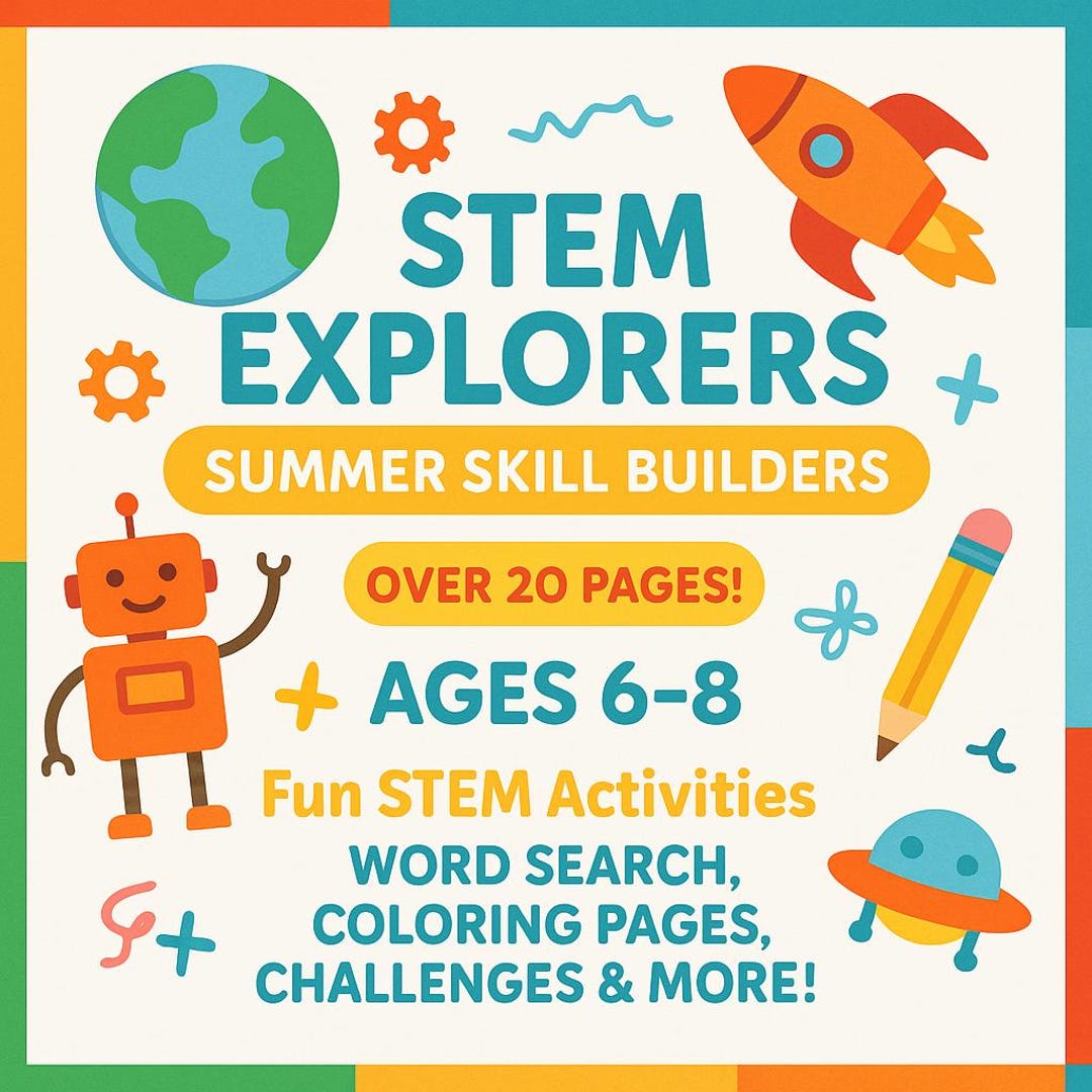 STEM Summer Activity Pack for Kids (ages 6–8) – Printable PDF - Etsy