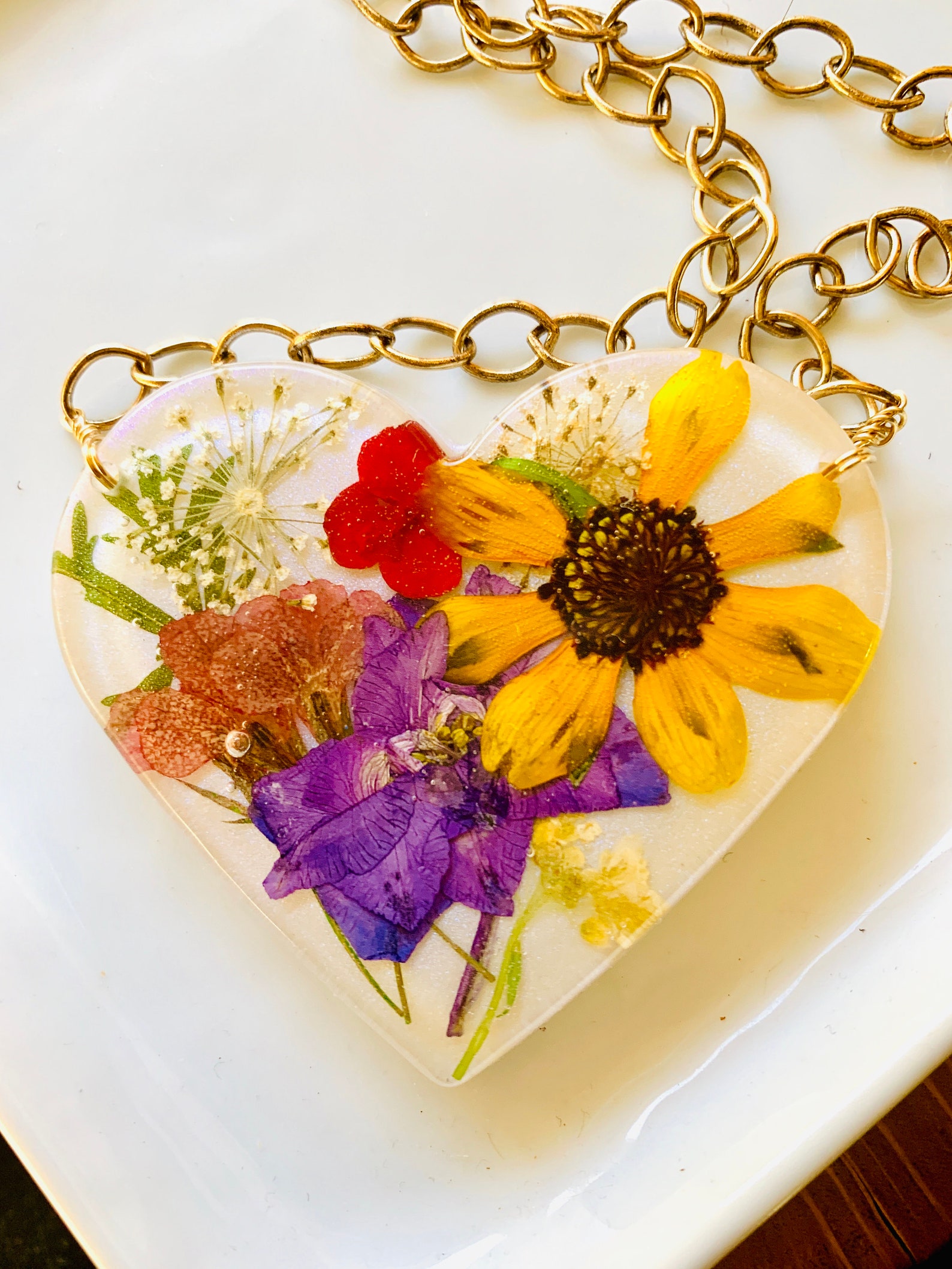 Botanique collier, collier de fleurs pressées, véritable fleur collier ...