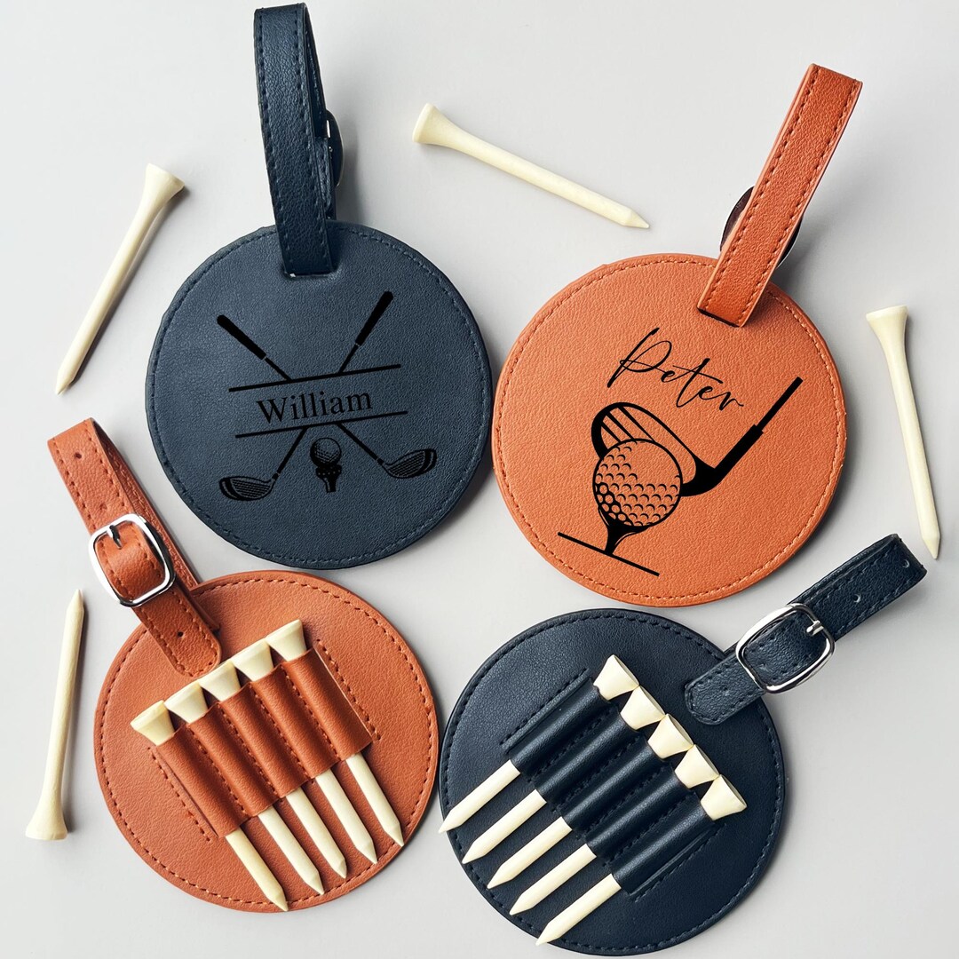 Personalized Leather Golf Tee Holder,engraved Golf Bag Tag With Golf ...