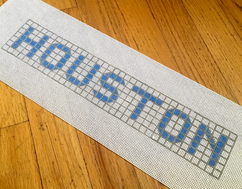 Houston Blue Tile - Hand Painted Needlepoint Canvas - Etsy