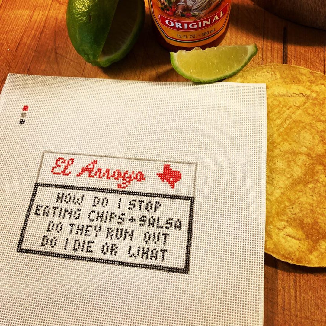 El Arroyo Sign - Austin Original - Hand Painted Needlepoint Canvas - Etsy