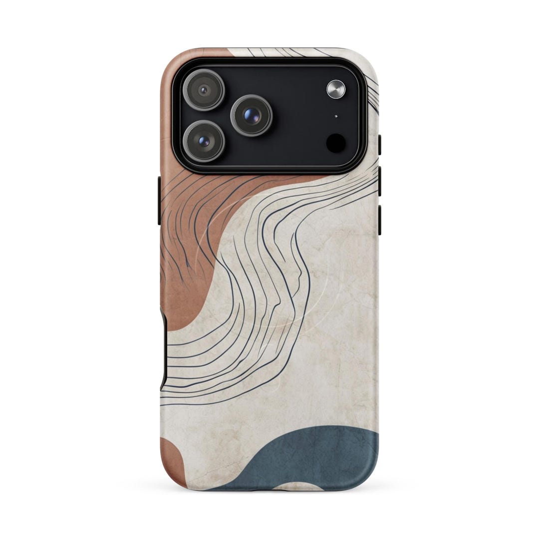 Abstract Earth Tone Magsafe® Tough Iphone® Case | Minimalist Wave Line ...