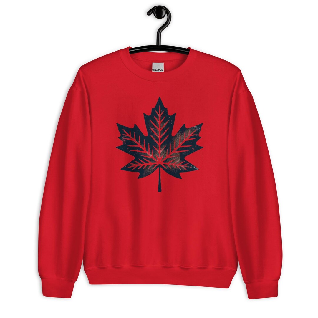 Black Maple Leaf Cozy & Stylish Canadian-inspired Unisex Crew Neck ...
