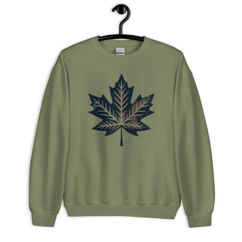 Black Maple Leaf Cozy & Stylish Canadian-inspired Unisex Crew Neck ...