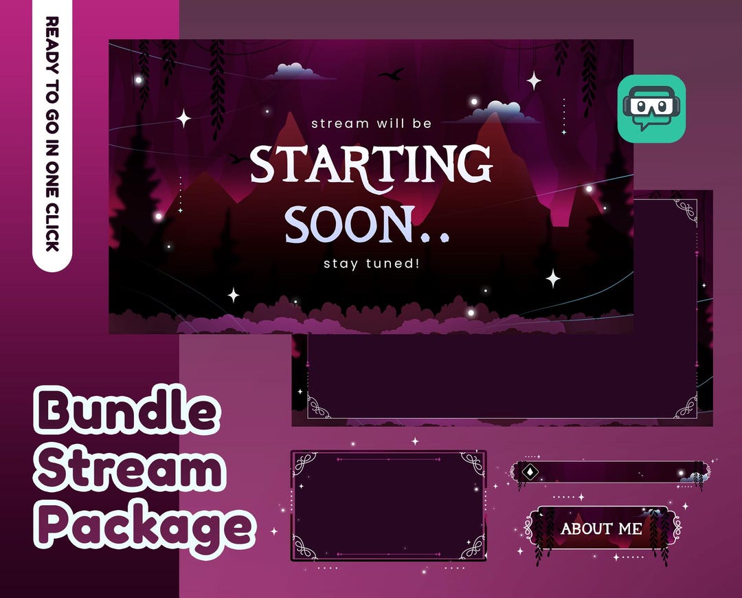Mystic dusk Animated Stream Package, Twitch Overlay Red Theme, Night ...