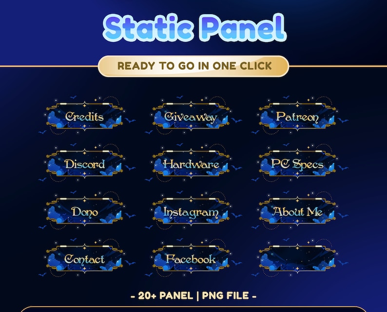 Moonbeam Garden Static Stream Panel for Twitch, Youtube, Kick, Button ...