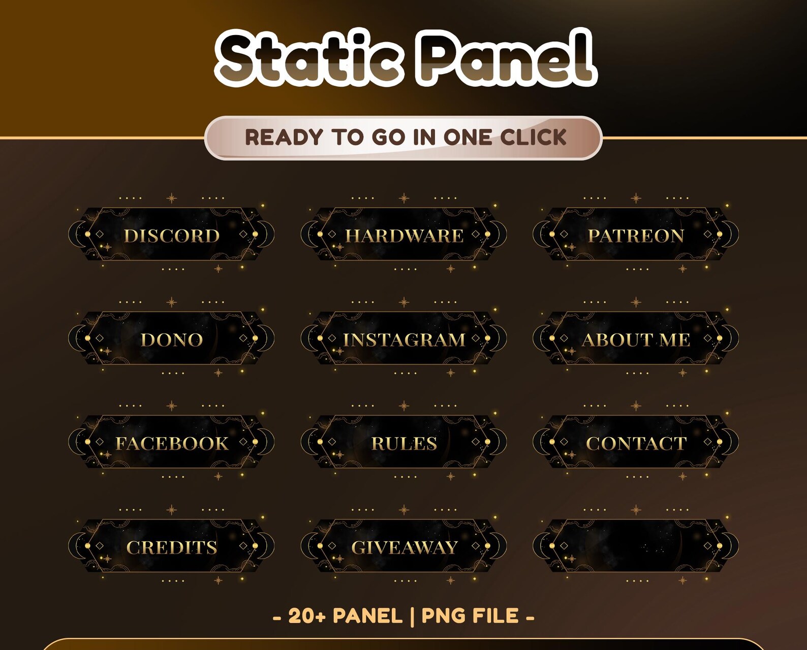 Golden Majesty Static Stream Panel for Twitch, Youtube, Celestial ...