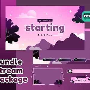 Dreamy Sunset Animated Stream Pack for Twitch Bundle, Purple Dreamy ...