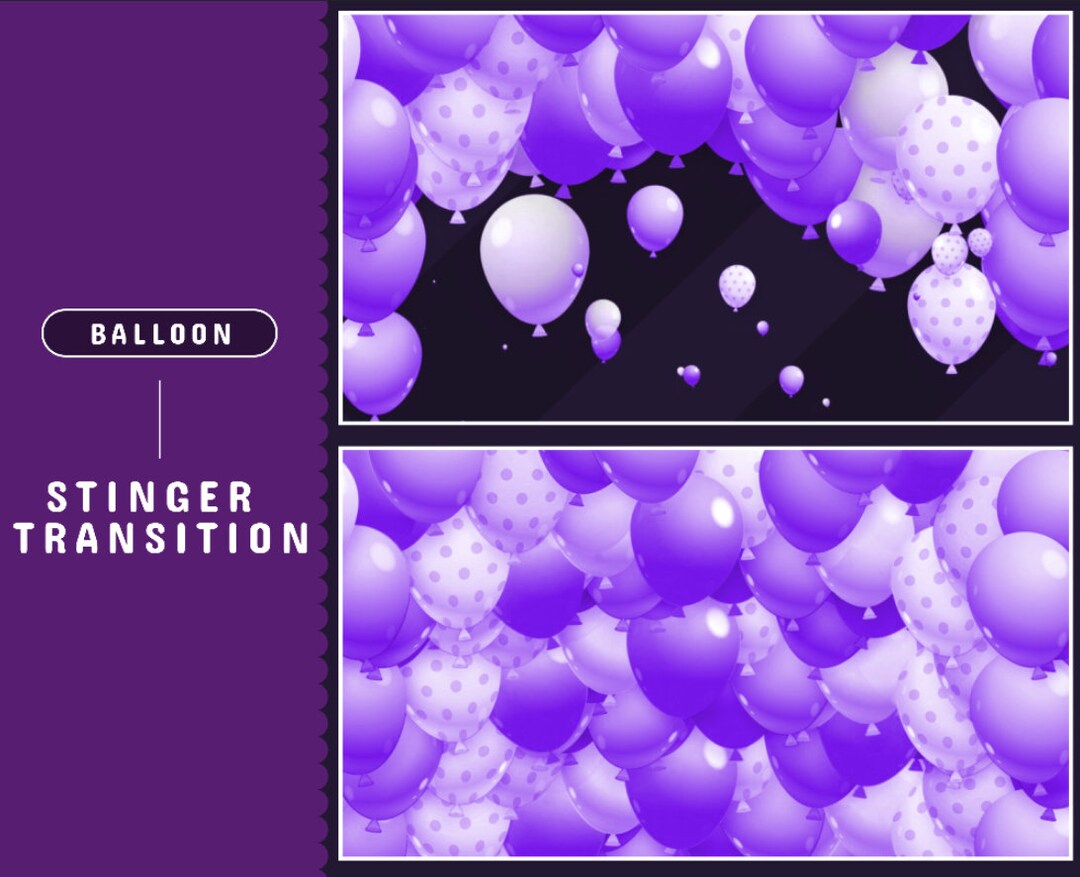 Purple Balloon Animated Transition for Twitch, Kick, Youtube | Kawaii ...