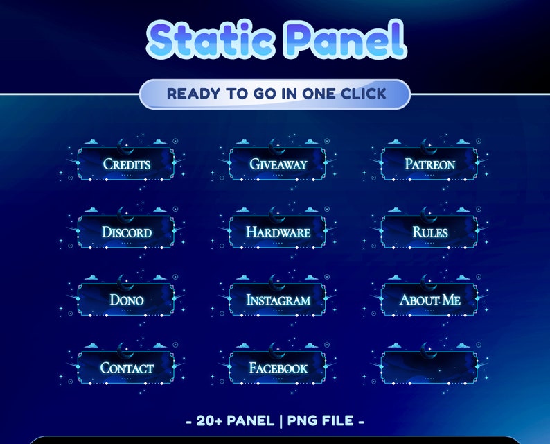 Lunar Serenity Static Stream Panel for Twitch,youtube | Galaxy Theme ...