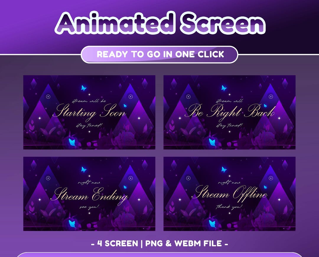 Magical Twilight Animated Stream Screen for Twitch, Purple Stream ...