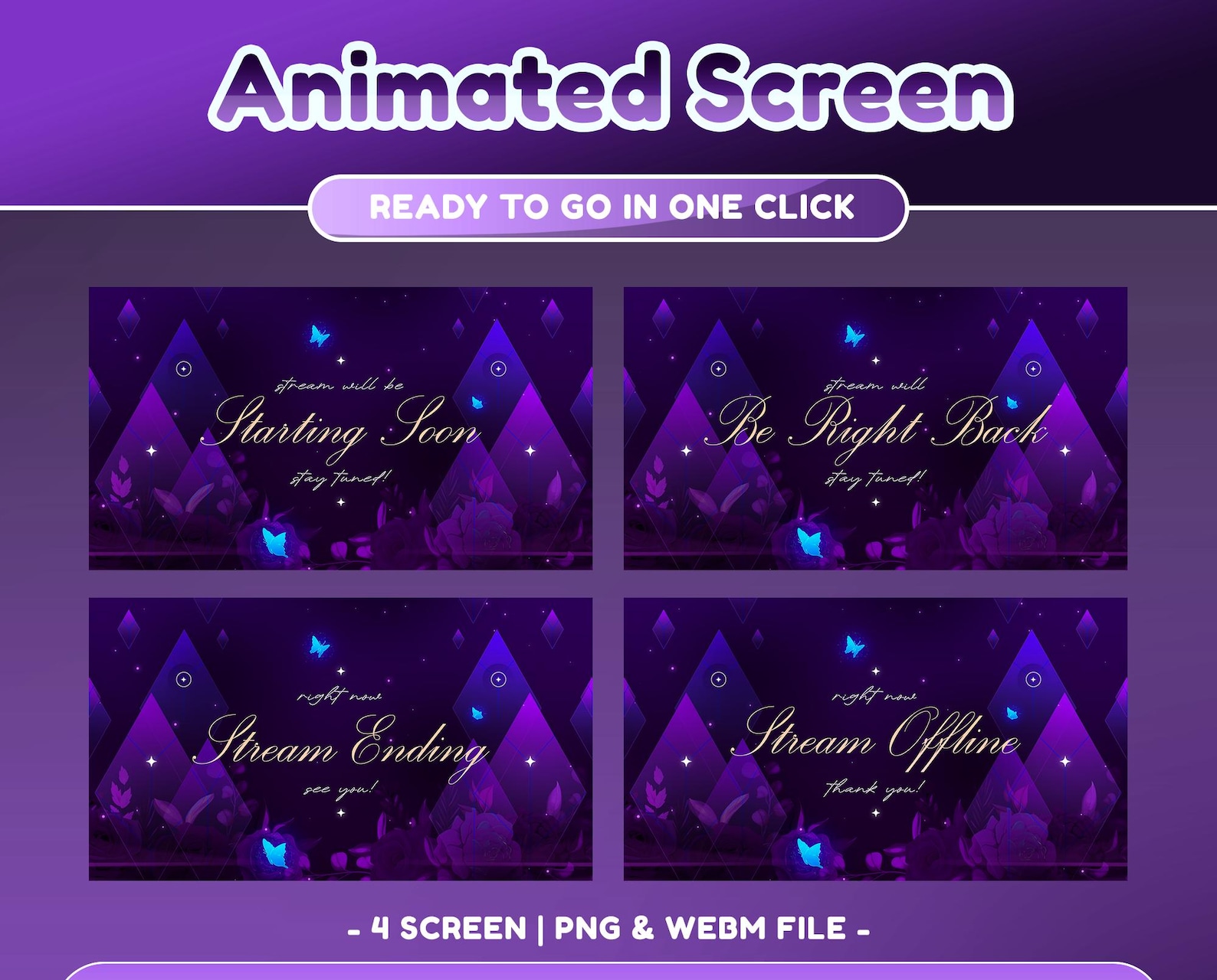 Magical Twilight Animated Stream Screen for Twitch, Purple Stream ...