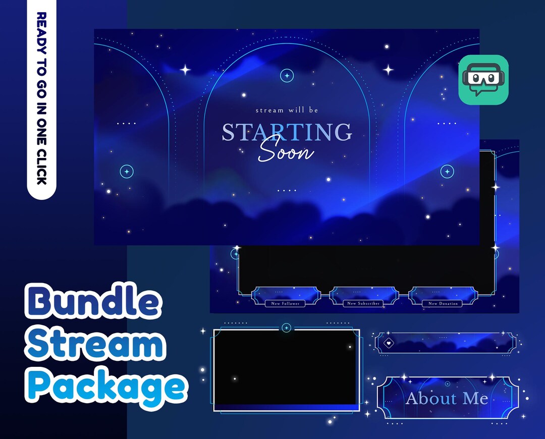 Celestial Gate Animated Stream Overlay for Twitch, Blue Stream Vtuber ...