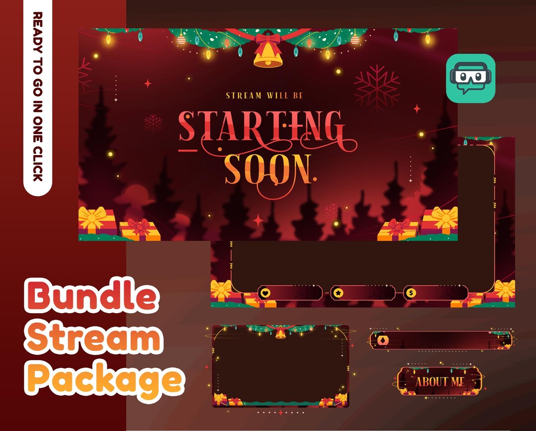 Christmas Festive Animated Stream Pack for Twitch, Youtube, Webcam ...