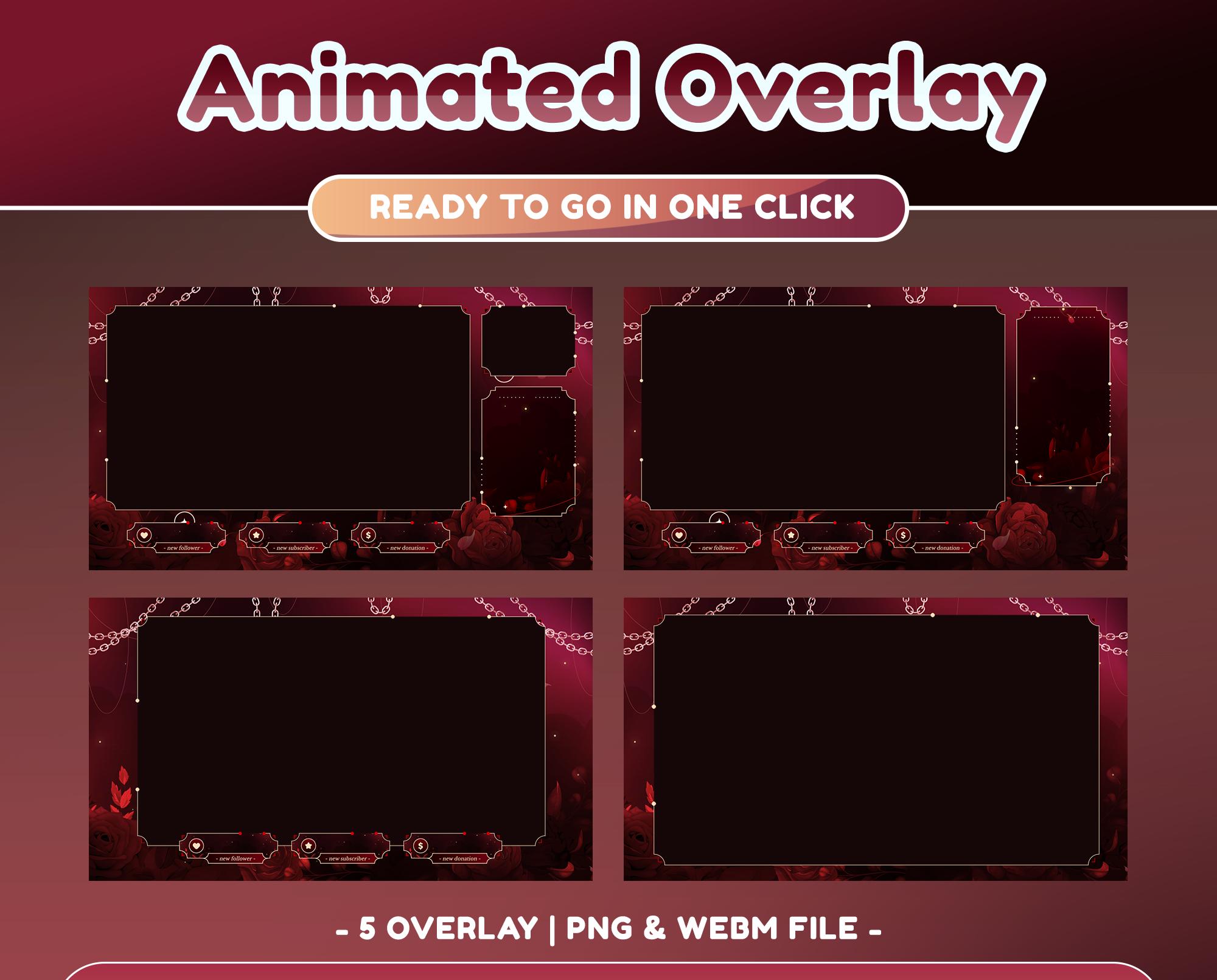 Romantic Flower Animated Stream Pack for Twitch, Youtube, Red and Black ...