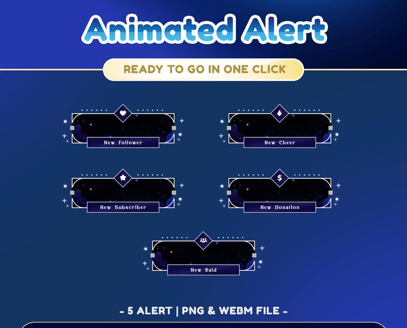 Cloud Circle Animated Stream Overlay Twitch Bundle, Night Sky Stream ...