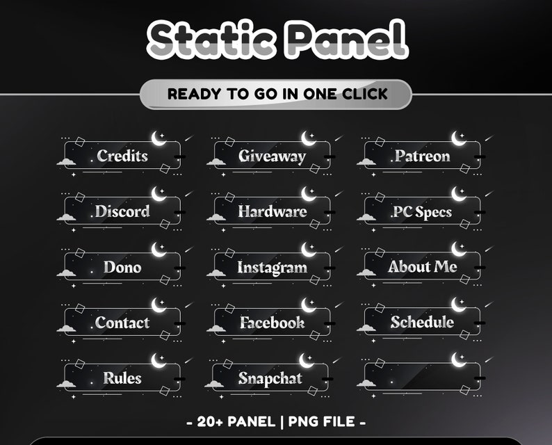 Sky Dream Static Stream Panel for Twitch, Youtube | Kawaii Theme | Gift ...