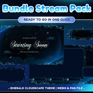 Emerald Cloudscape Animated Stream Pack for Twitch, Youtube | Galaxy ...
