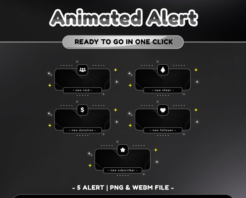 Blackstar Orbit Animated Stream Alert, Twitch, Youtube, Dark Color ...