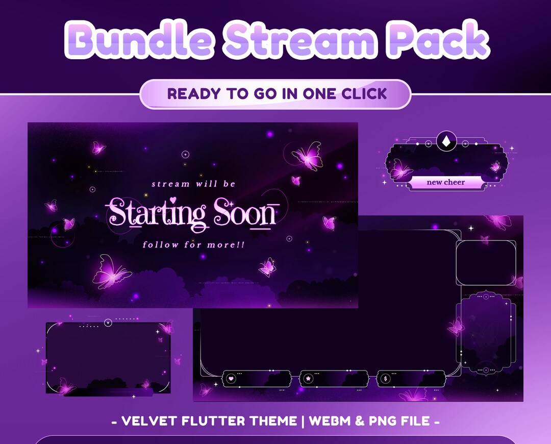 Velvet Flutter Animated Stream Pack for Twitch,youtube | Celestial ...