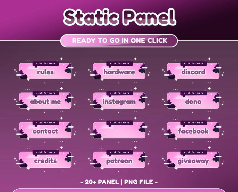 Dreamy Sunset Static Stream Panel for Twitch, Purple Stream Panels ...