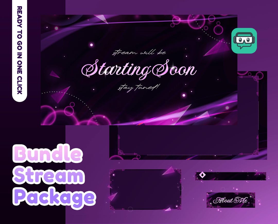 Violet Shimmer Animated Stream Pack for Twitch, Youtube, Crystal Twitch ...
