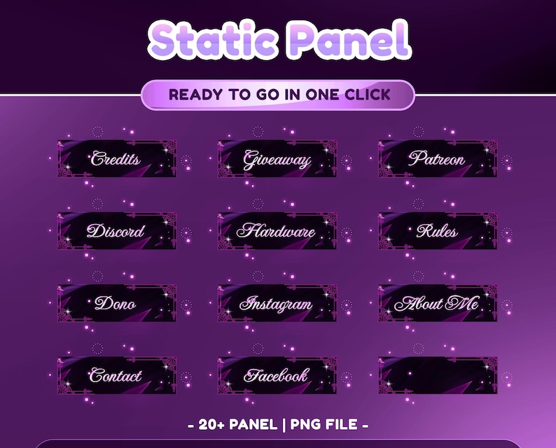 Violet Shimmer Static Stream Panel for Twitch,youtube , Celestial Theme ...