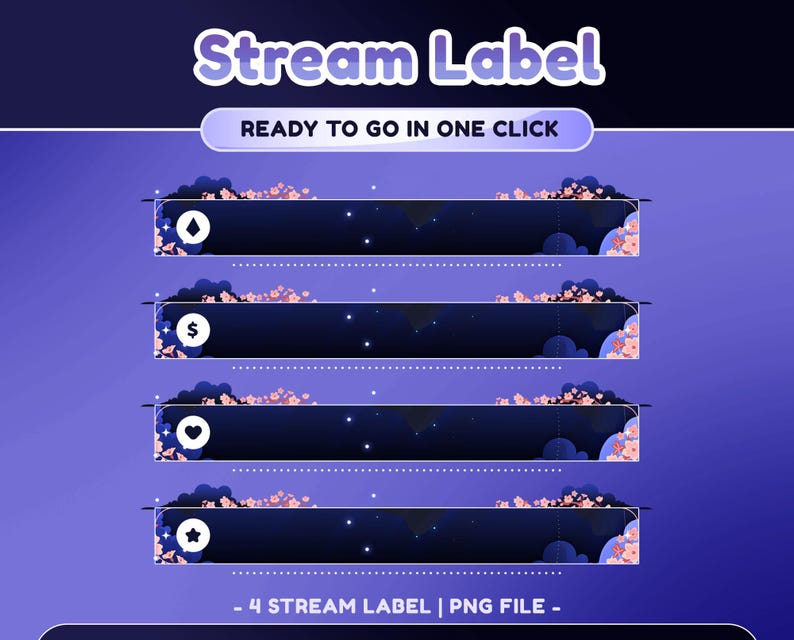 Sakura Night Animated Stream Overlay for Twitch, Japanese Aesthetic ...