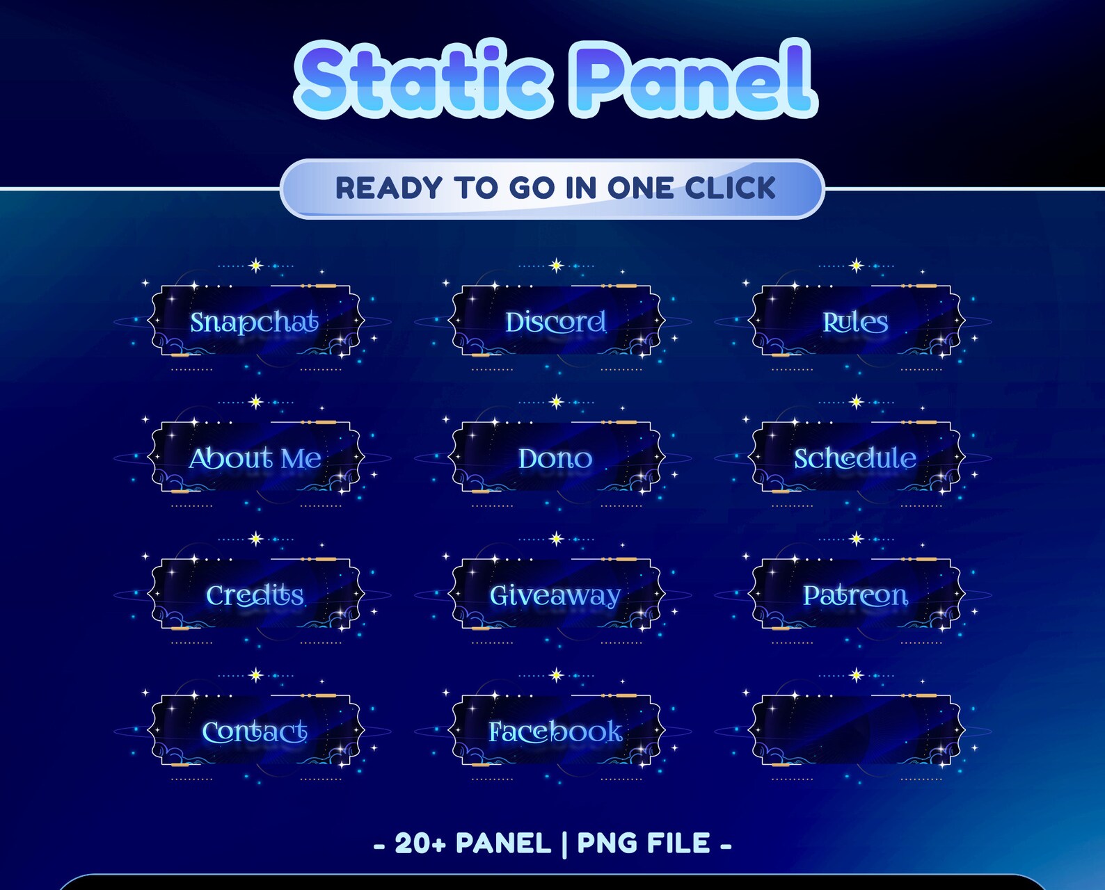 Sapphire Skyline Static Stream Panel for Twitch, Youtube | Galaxy Theme | Astro | Dark Color ...