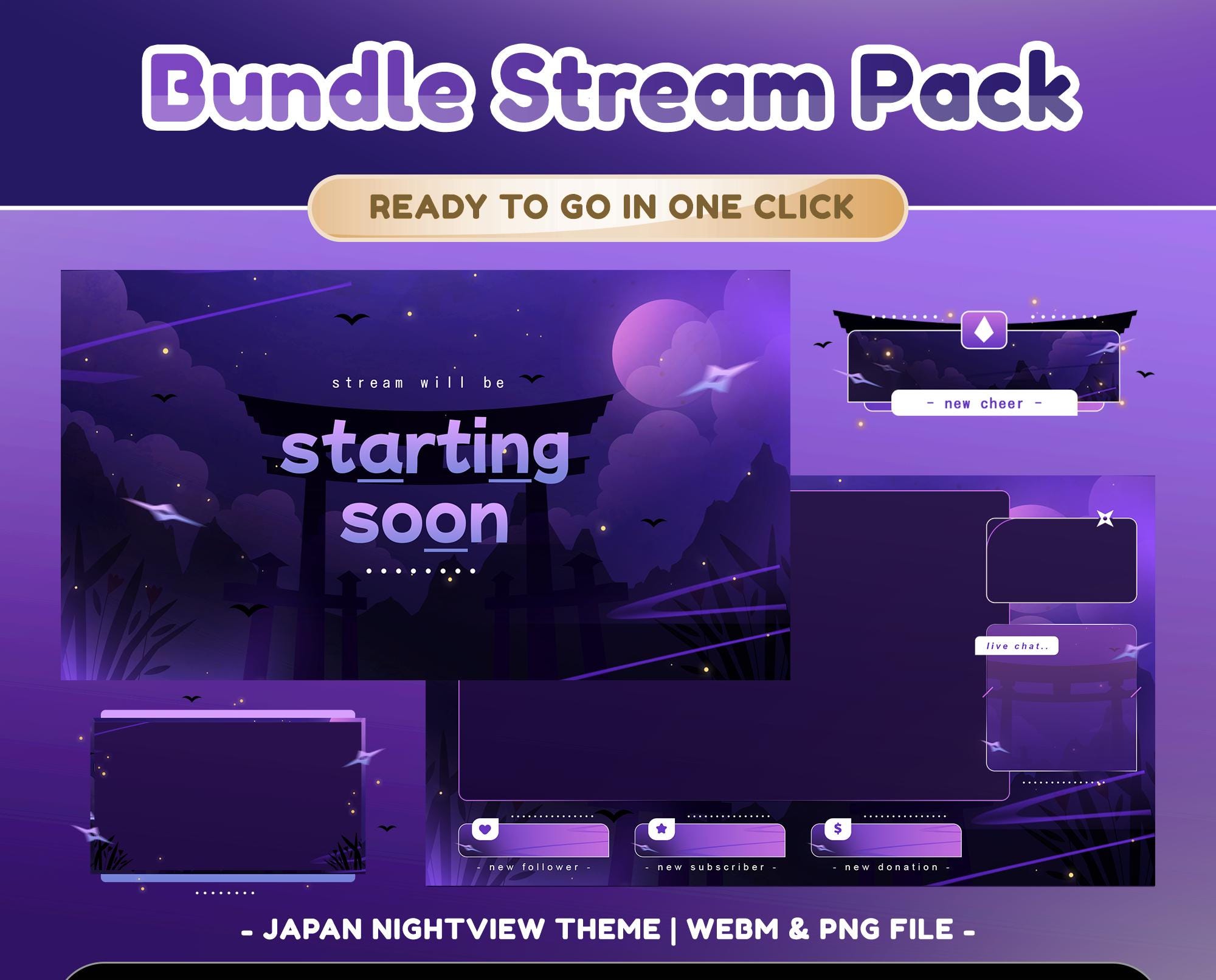 Japan Night View Animated Stream Pack for Twitch, Youtube, Japan Theme ...