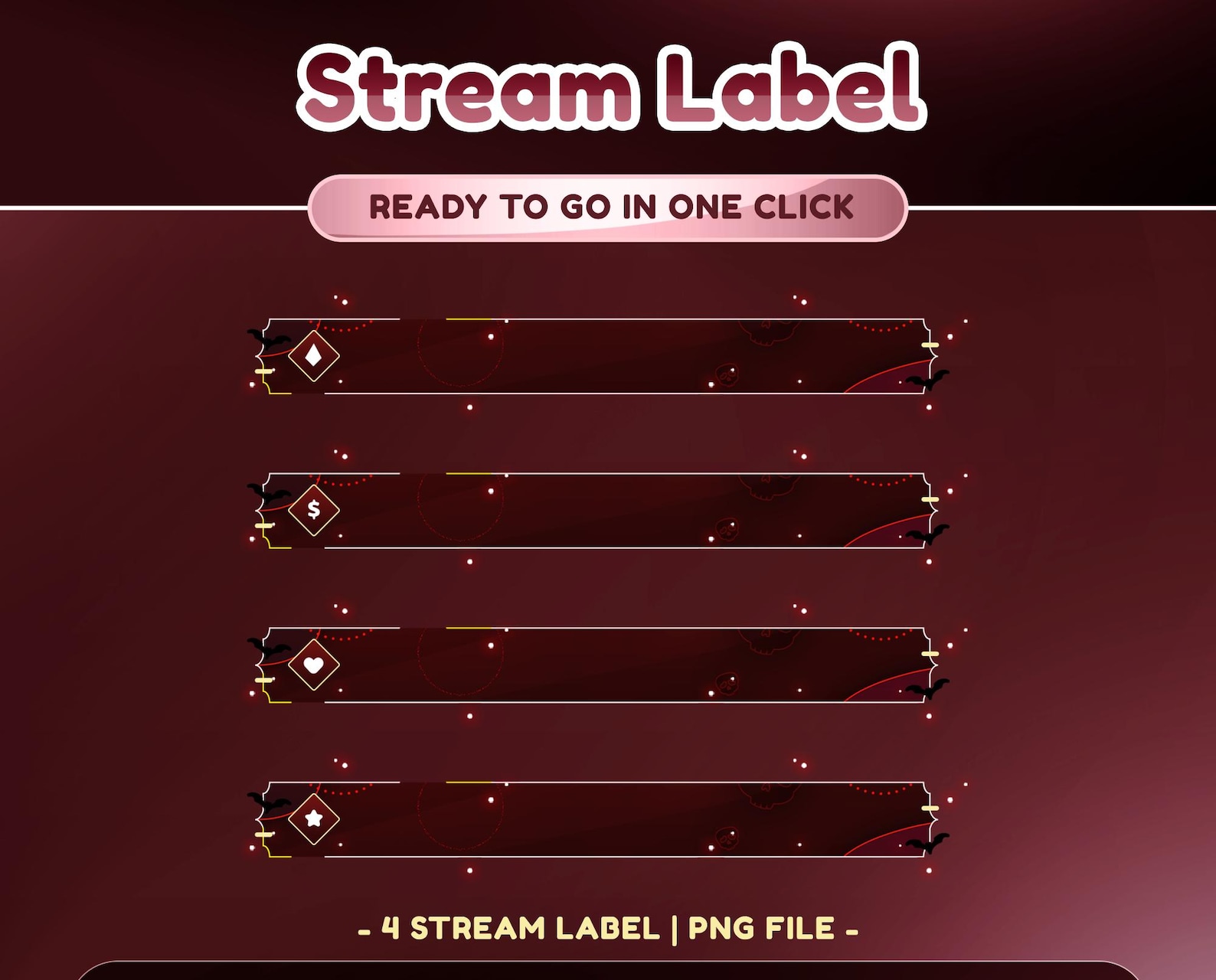 Shadow Skull Animated Stream Pack for Twitch, Youtube, Dark Red ...