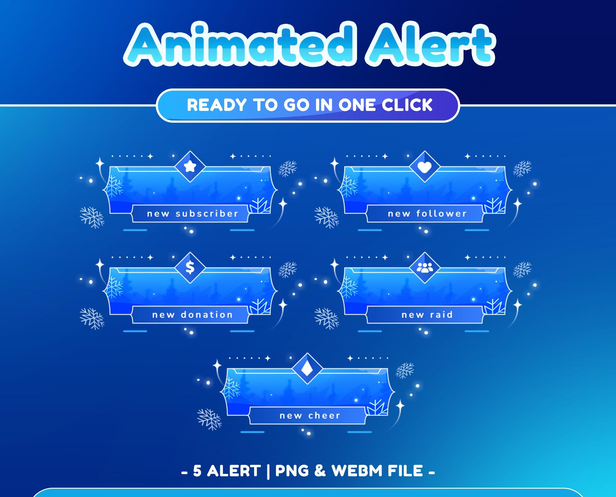 Snowlit Skies Animated Stream Alert for Twitch, Youtube, Alert Overlay ...