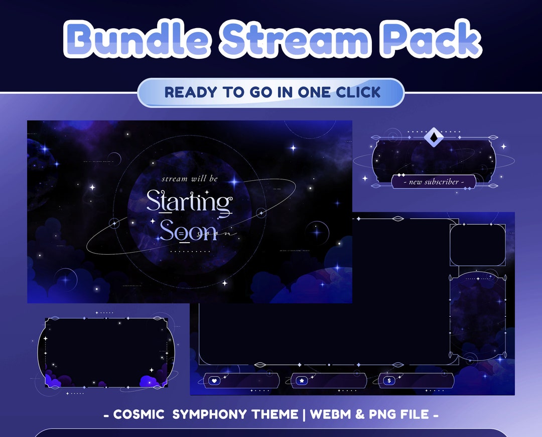 Cosmic Symphony Animated Stream Pack for Twitch, Youtube | Galaxy Theme ...