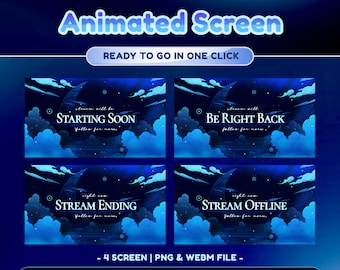 Night Skylight Animated Stream Screen Galaxy Theme Vtuber Overlay Panel ...