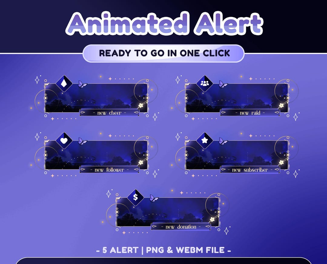 Mystic Night Animated Stream Alert for Twitch, Night Butterflies ...