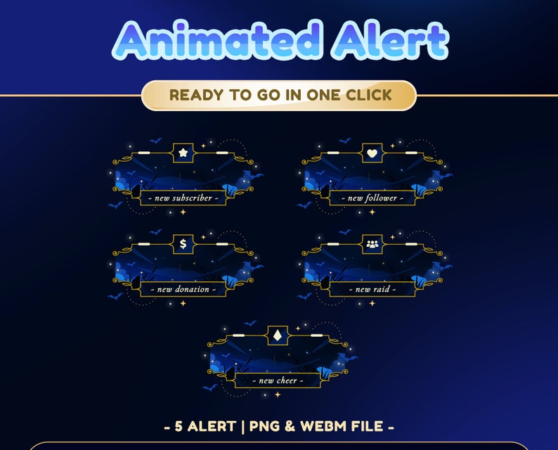 Moonbeam Garden Animated Stream Alert for Twitch,youtube,kick, Blue ...