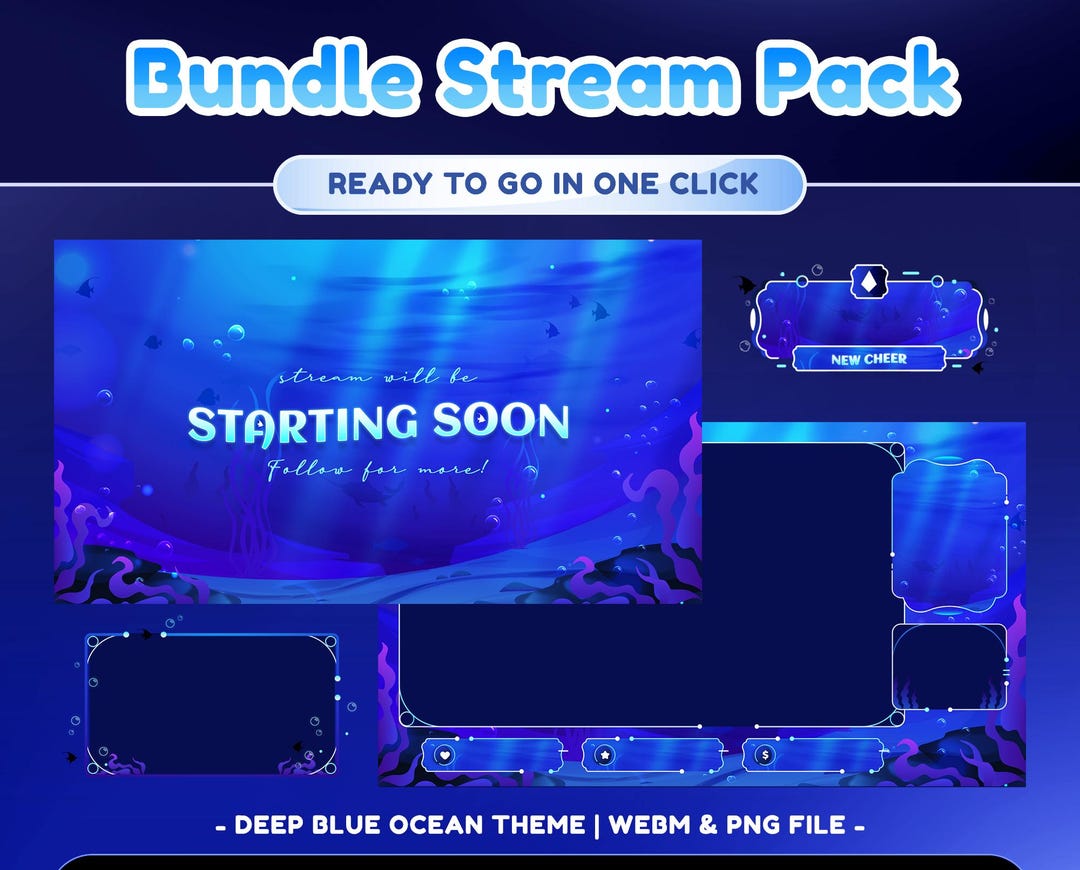 Paquete de transmisión animada de océano azul profundo para Twitch ...