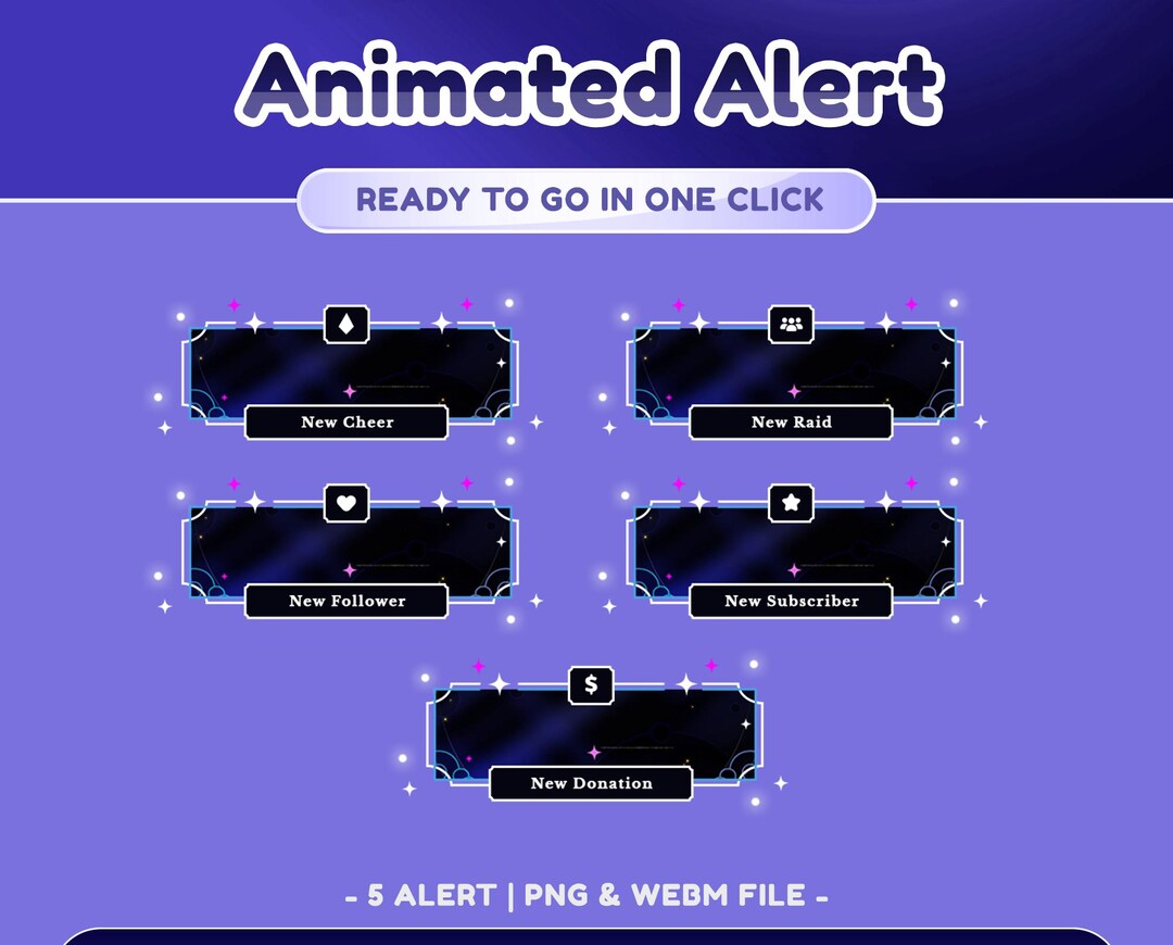 Starry Dream Animated Stream Alert for Twitch, Galaxy Cosmic Alert ...