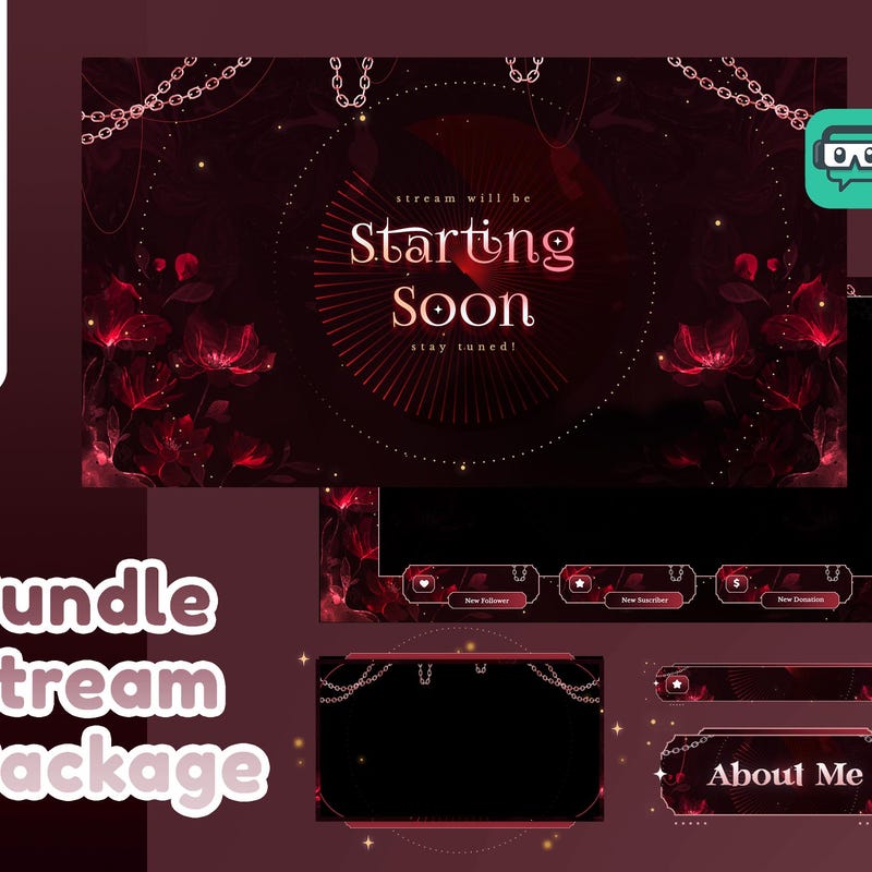 Twitch Overlay Red Flower - Etsy