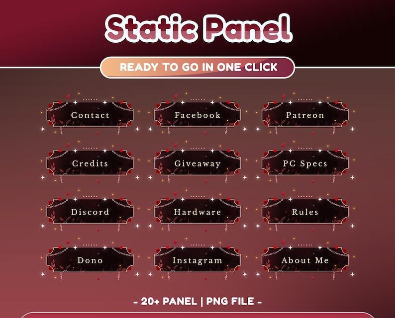 Romantic Flower Static Panel for Twitch, Youtube, Animated Sakura, Rose ...