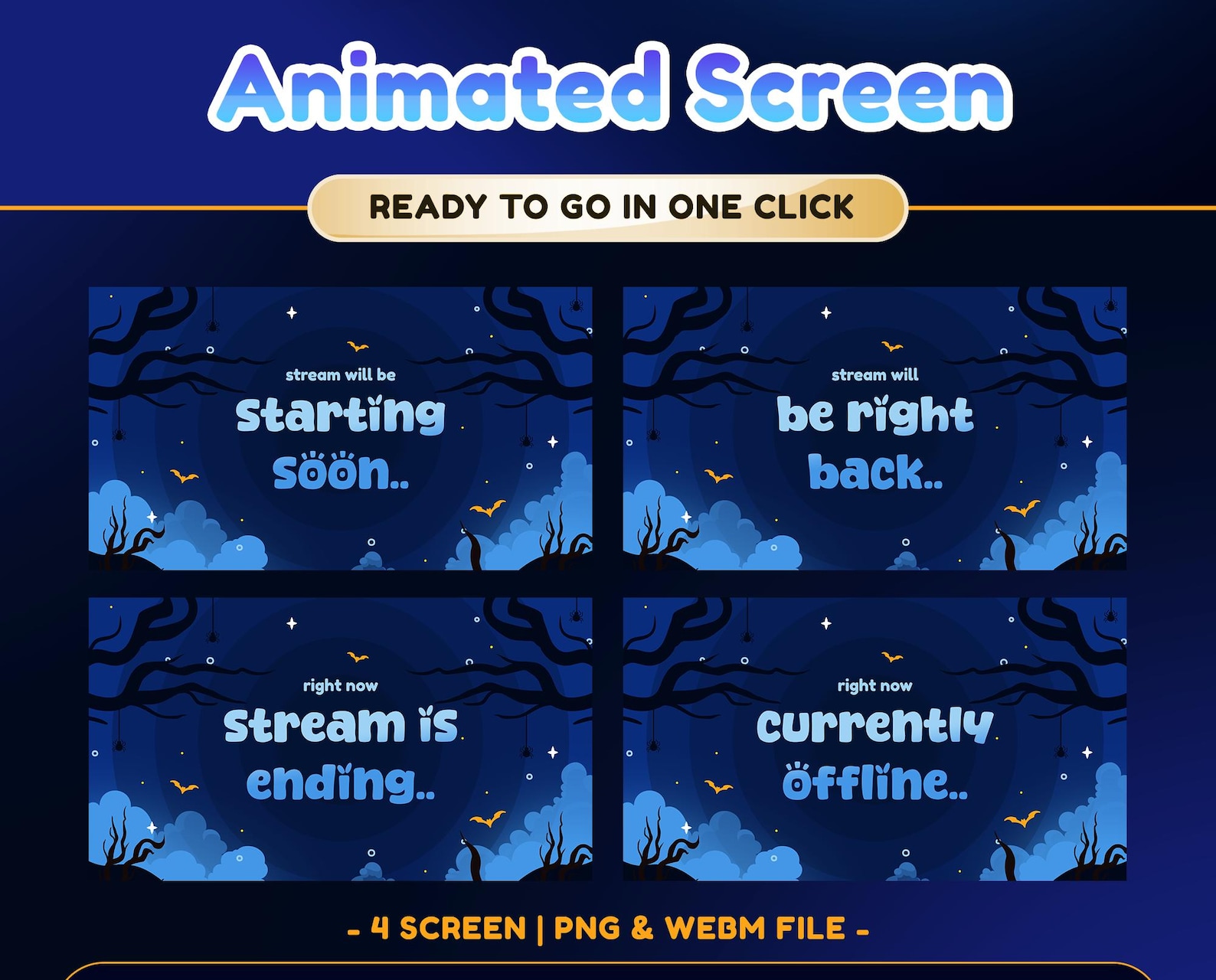 Creepy Midnight Animated Stream Pack for Twitch, Youtube, Halloween ...