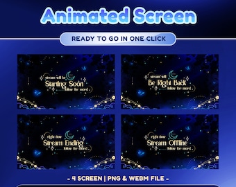 Night Skylight Animated Stream Screen Galaxy Theme Vtuber Overlay Panel ...