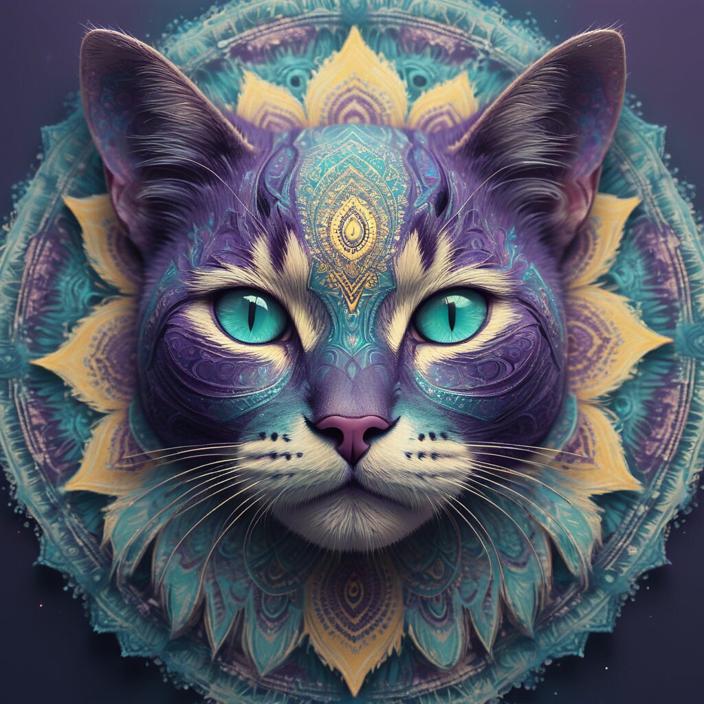 Whiskered Serenity: Mandala Cat Art for Feline Lovers - Etsy