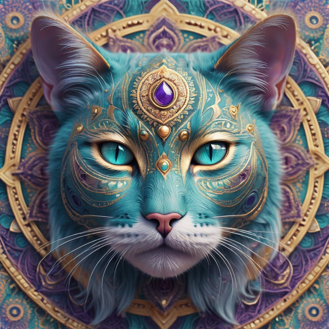 Whiskered Serenity: Mandala Cat Art for Feline Lovers - Etsy
